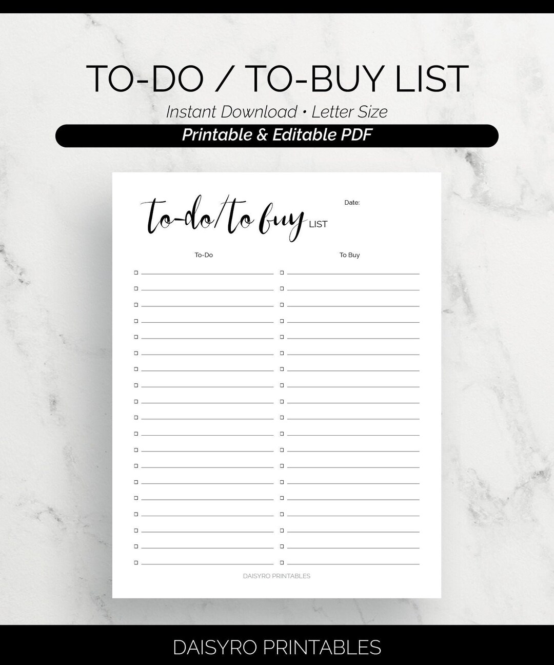 To-do to Buy List To-do List Shopping List Task List - Etsy