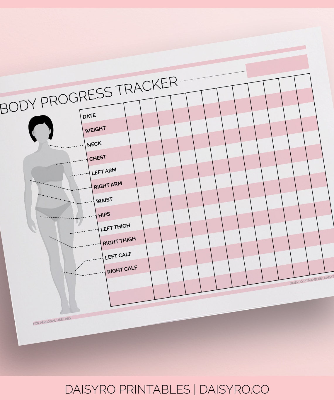 Body Progress Tracker Weight Tracker Health & Fitness Cute Planners PDF ...
