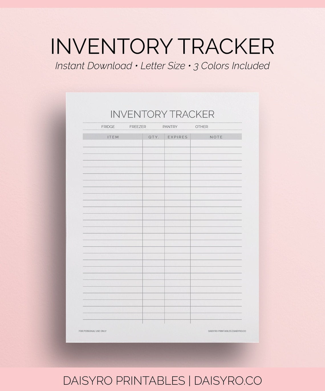Inventory Tracker Grocery List Pantry List Item Tracker Cute Planners ...