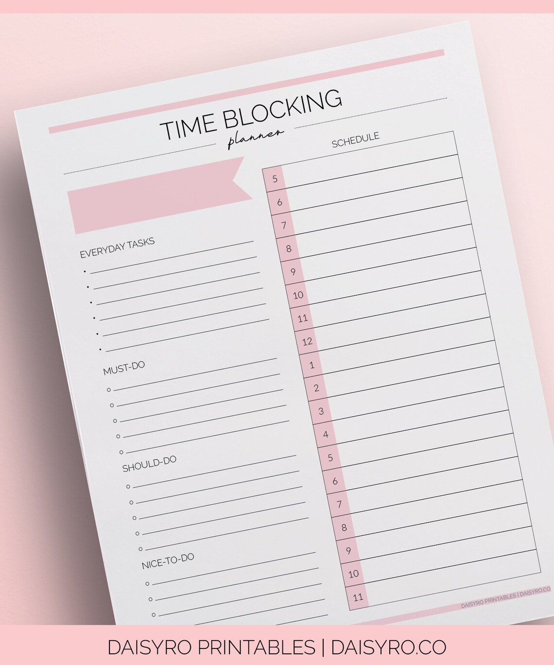 Time Blocking Planner | Productivity | Task List | To-do List | Cute ...