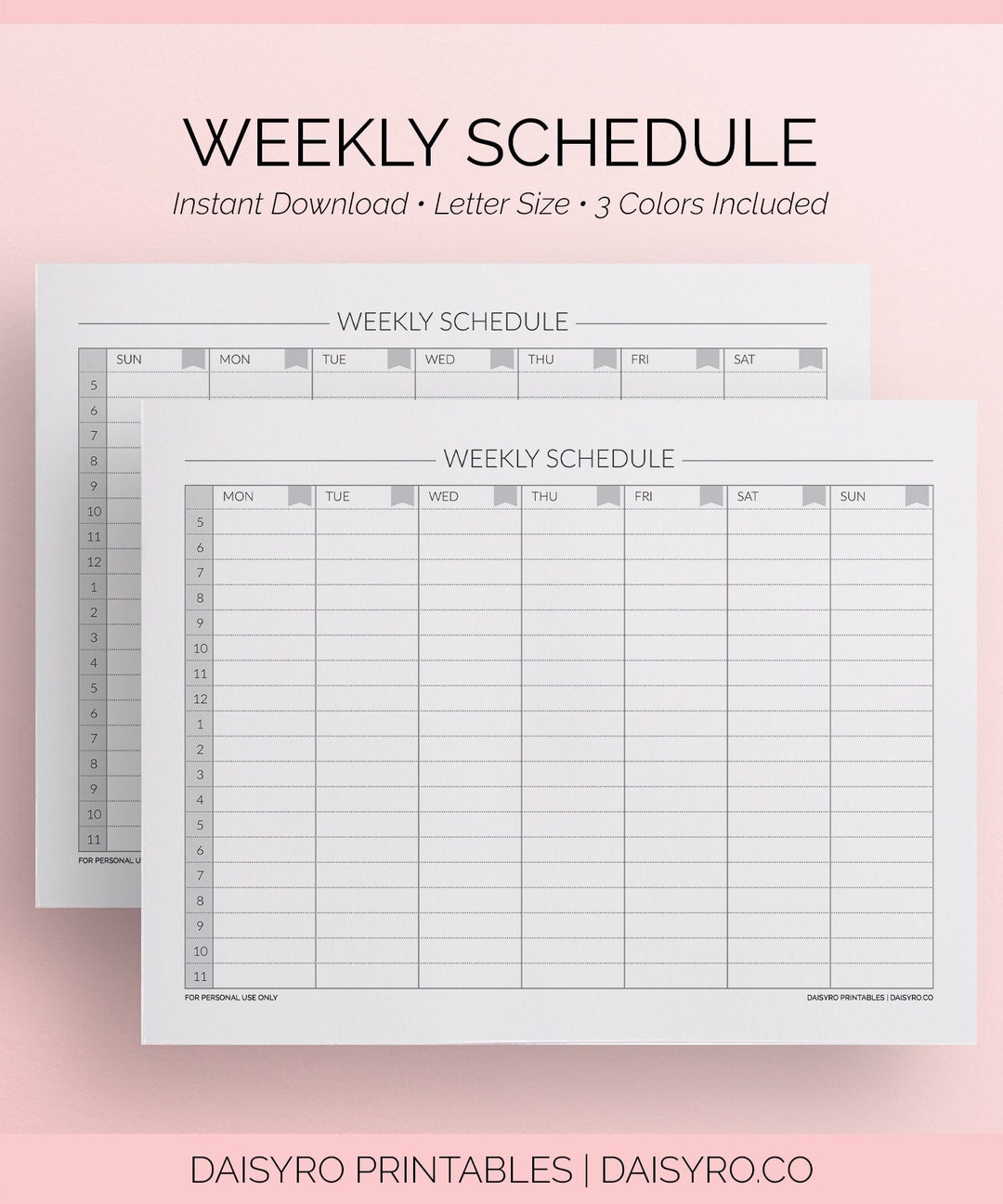 Weekly Schedule Time Management Weekly Plan Weekly Organizer Weekly To ...
