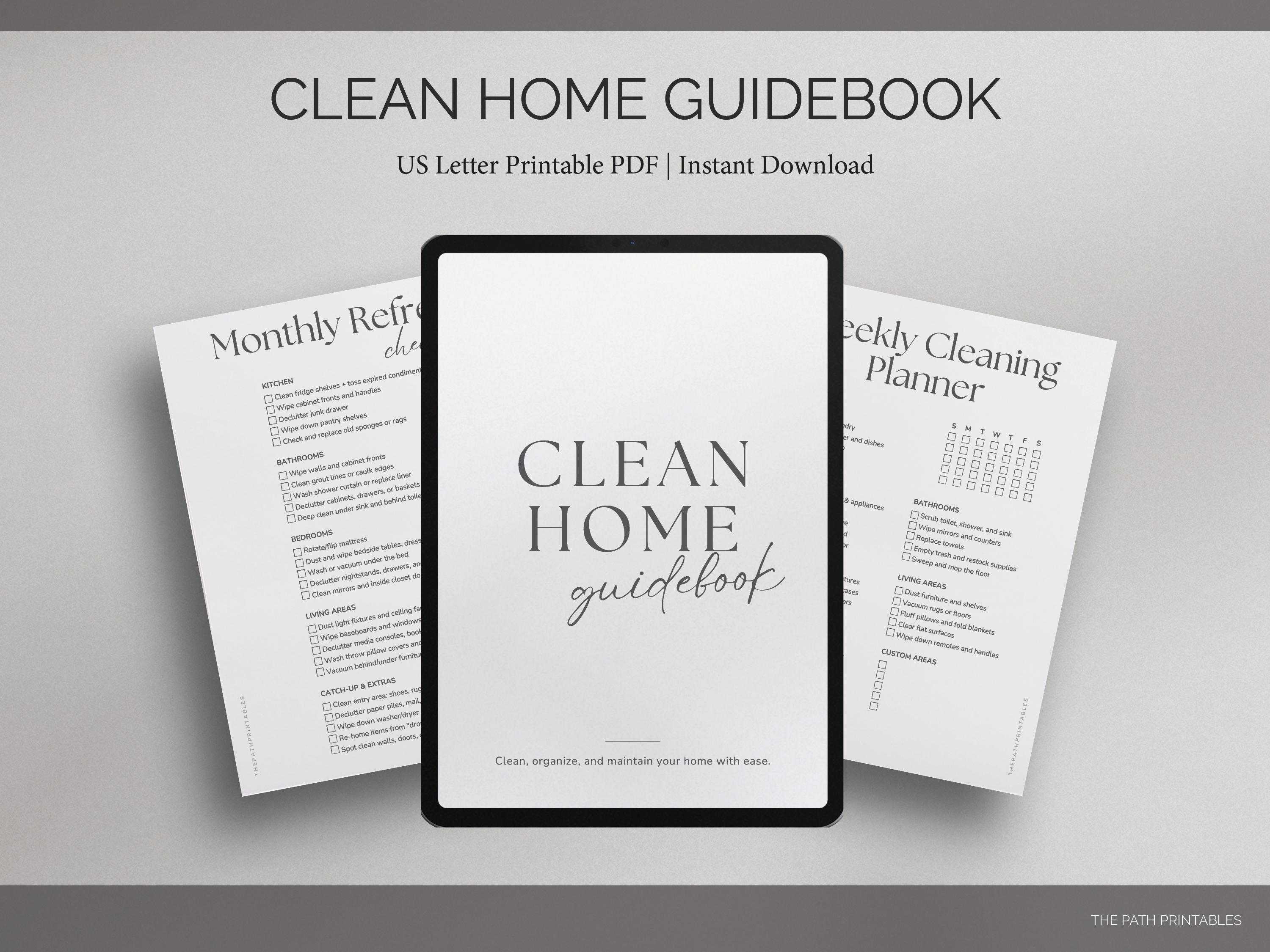 Clean Home Guidebook | Printable Cleaning Checklists & Planner Pages ...