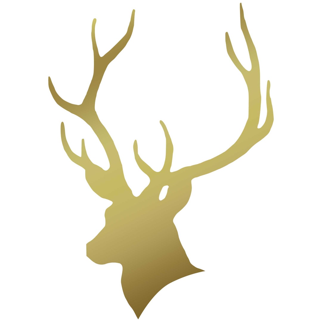 Wall Tattoo Deer in Gold Animals Wall Sticker Deer Antler, Sticker ...