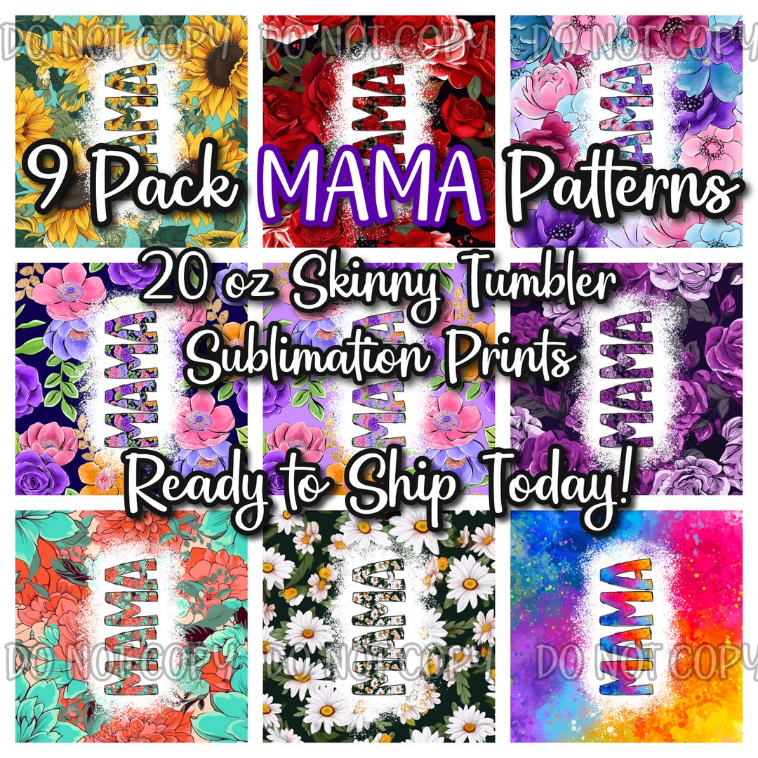 9 Pack Sublimation Prints SHIPS 24 Hours or Less! 20 Oz Skinny Tumbler ...