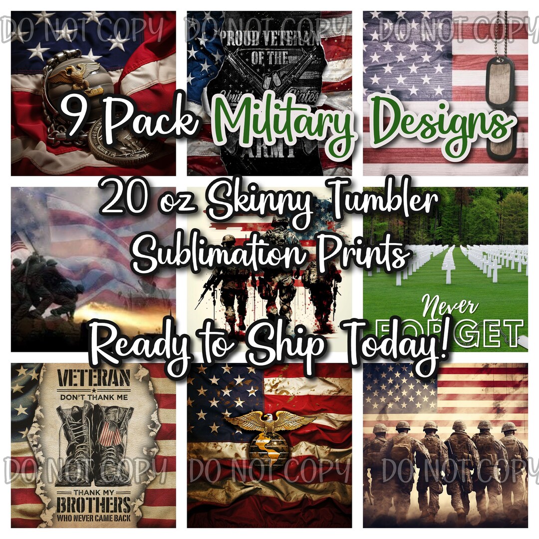 9 Pack USA Sublimation Prints SHIPS 24 Hours or Less! 20 Oz Skinny ...