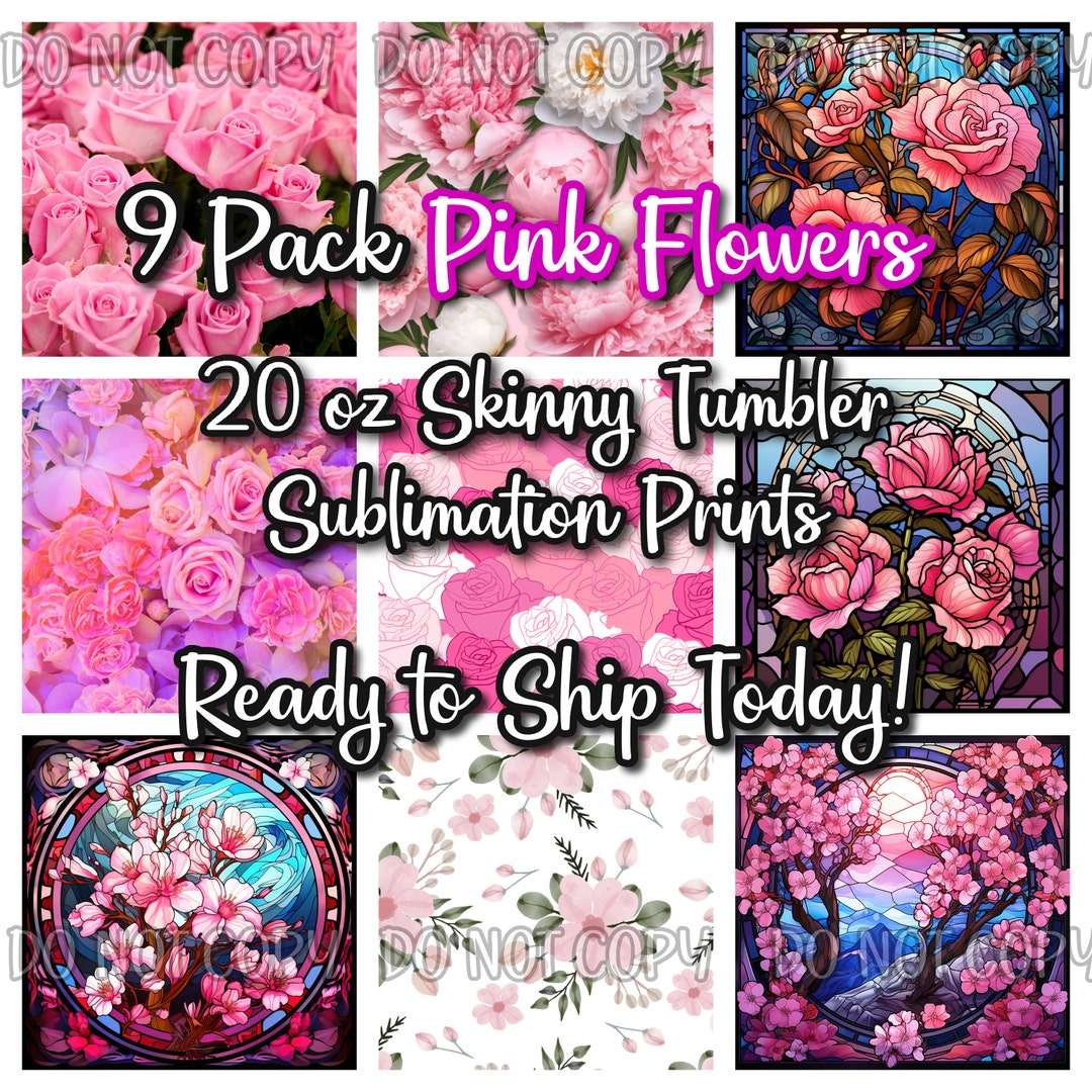 9 Pack Pink Floral Sublimation Prints SHIPS 24 Hours or Less! 20 Oz ...