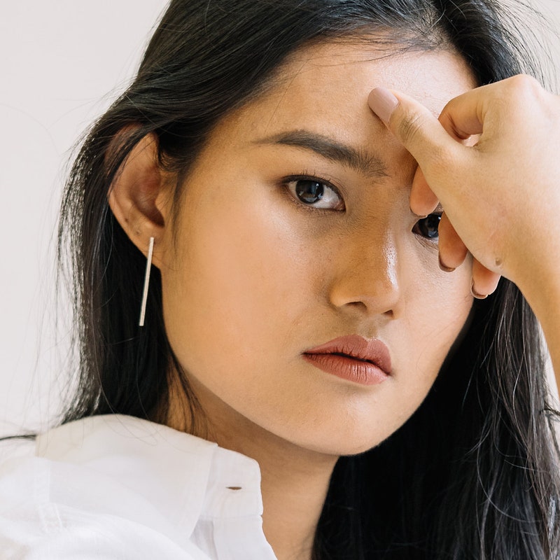 Silver Line Earrings - Etsy