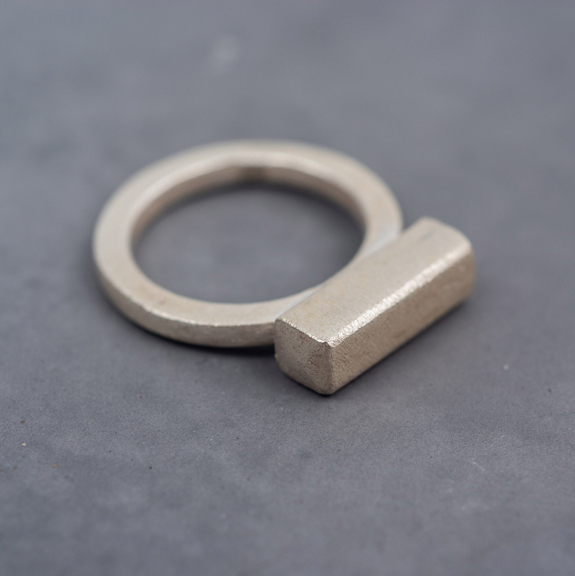 Chunky Silver Horizontal Bar Ring STR11 - Etsy