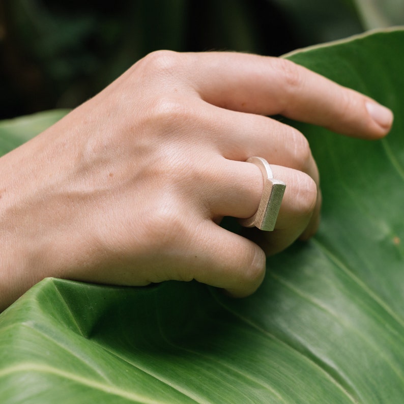 Chunky Silver Horizontal Bar Ring STR11 - Etsy
