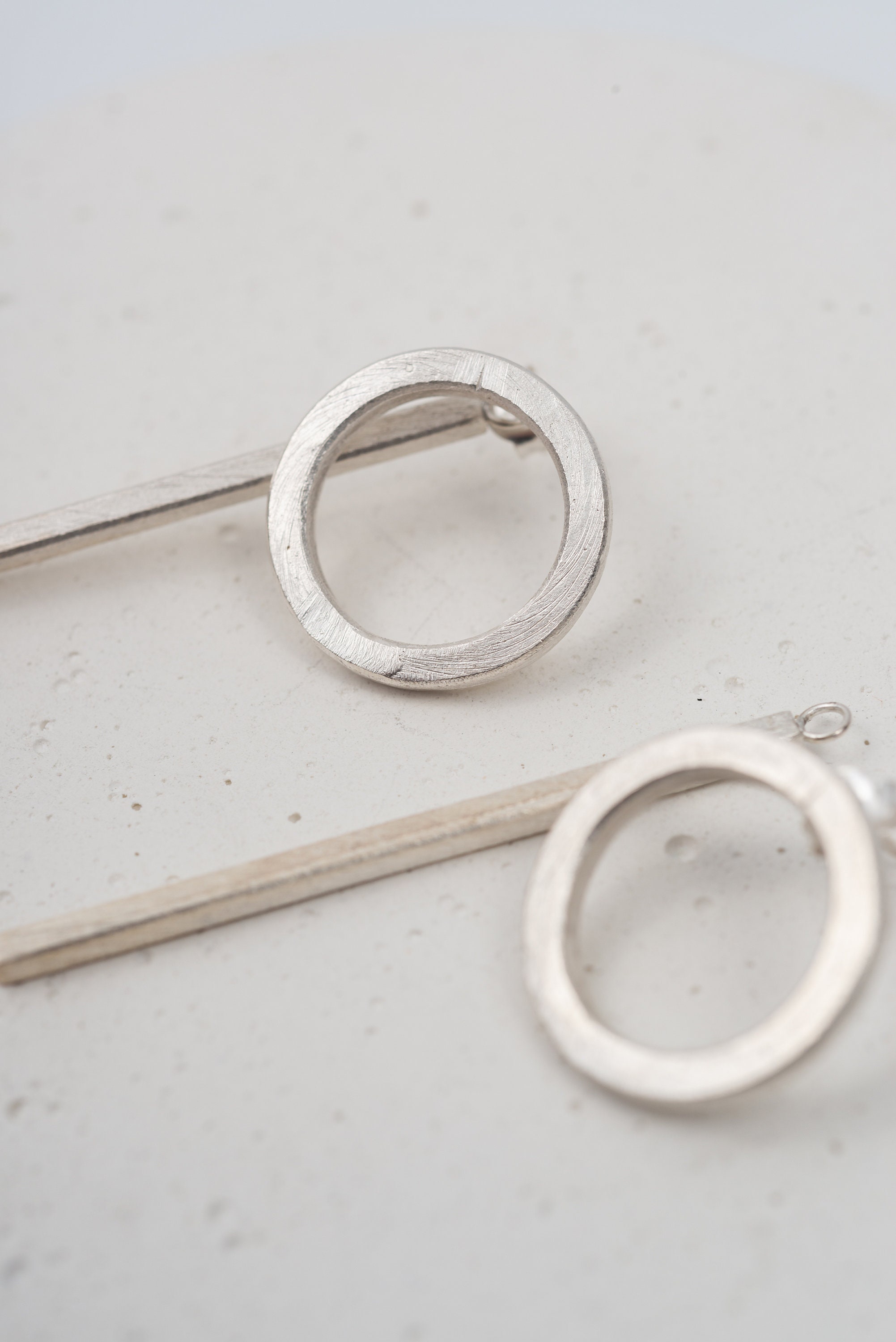 Line-circle Silver Geometric Stud Earrings STE16 - Etsy
