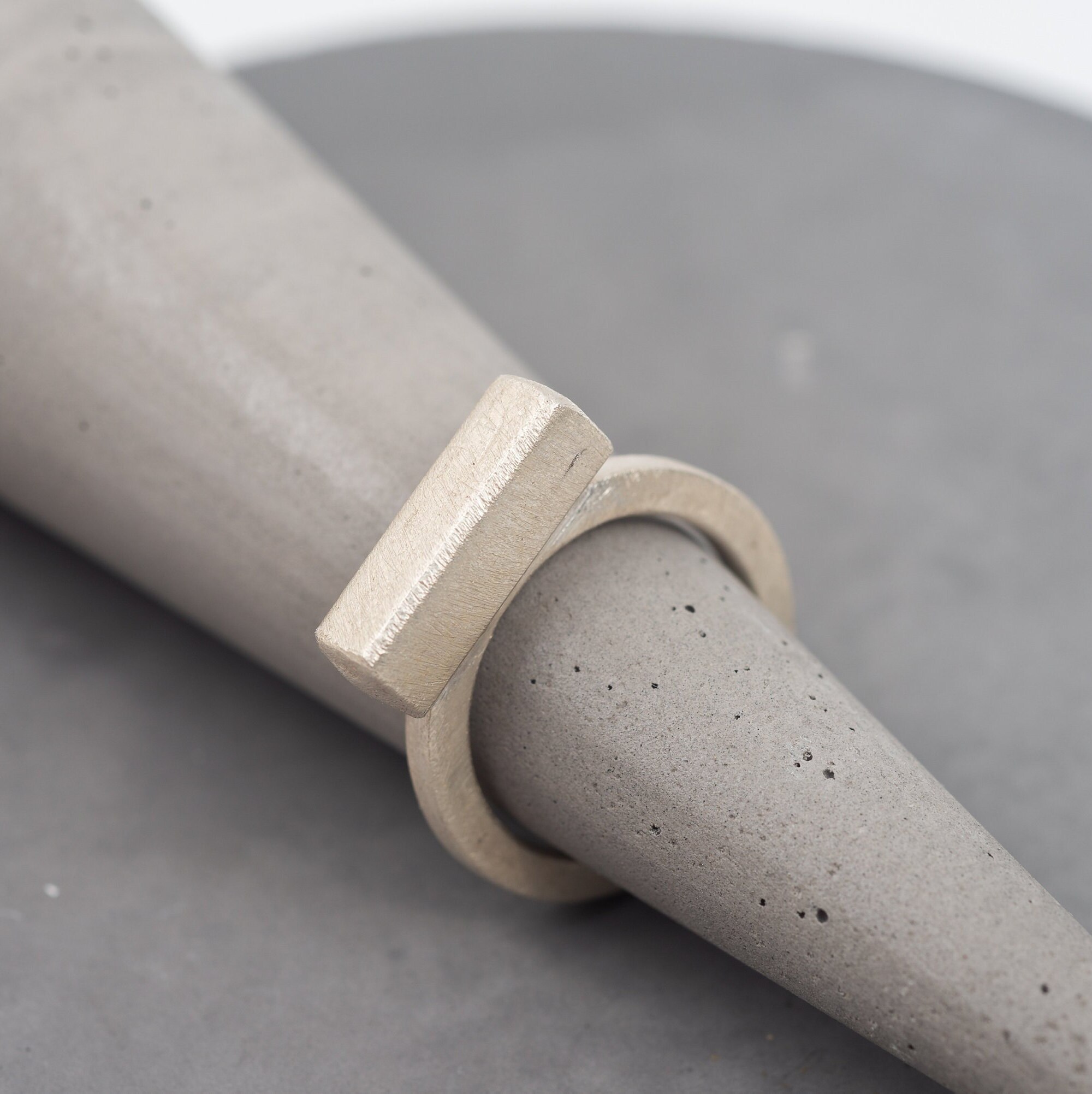 Chunky Silver Horizontal Bar Ring STR11 - Etsy