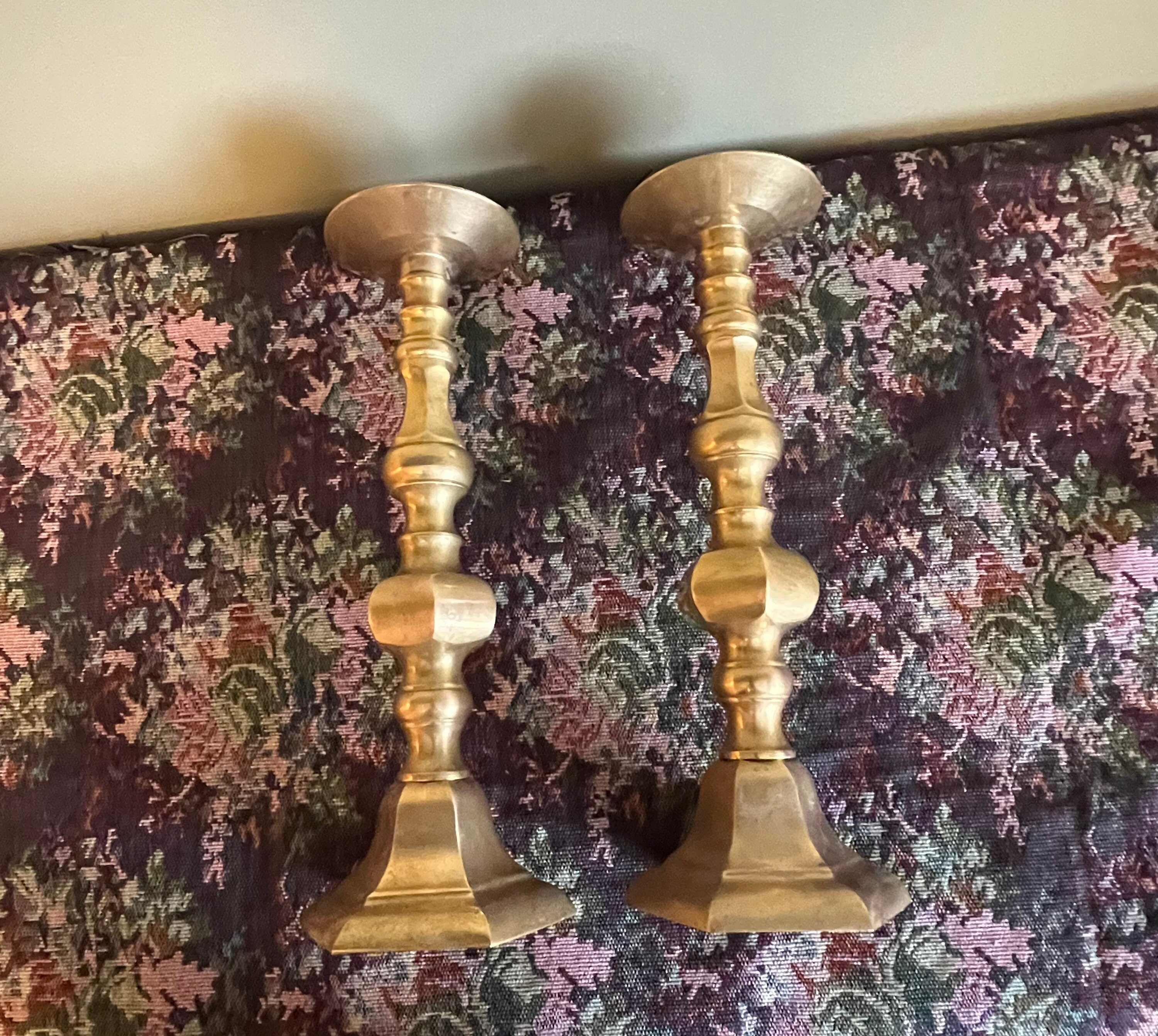 Vintage Large Brass Candle Holders - Etsy