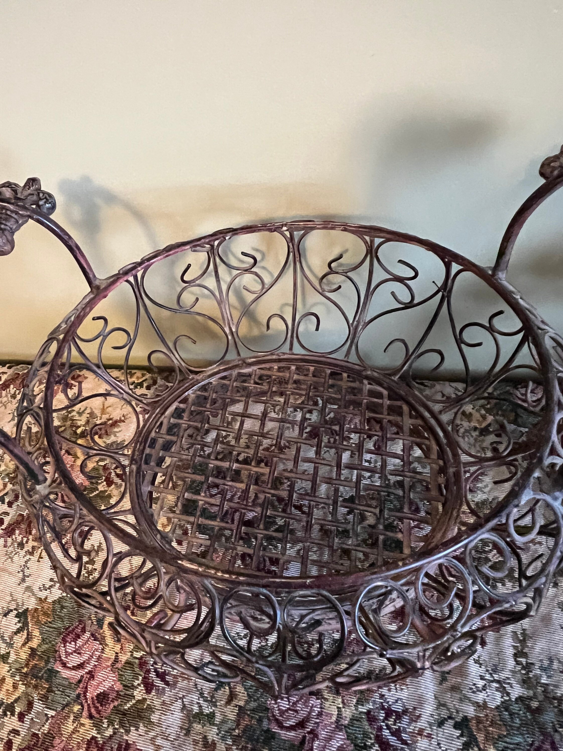 Vintage Wrought Iron Decorative Basket - Etsy