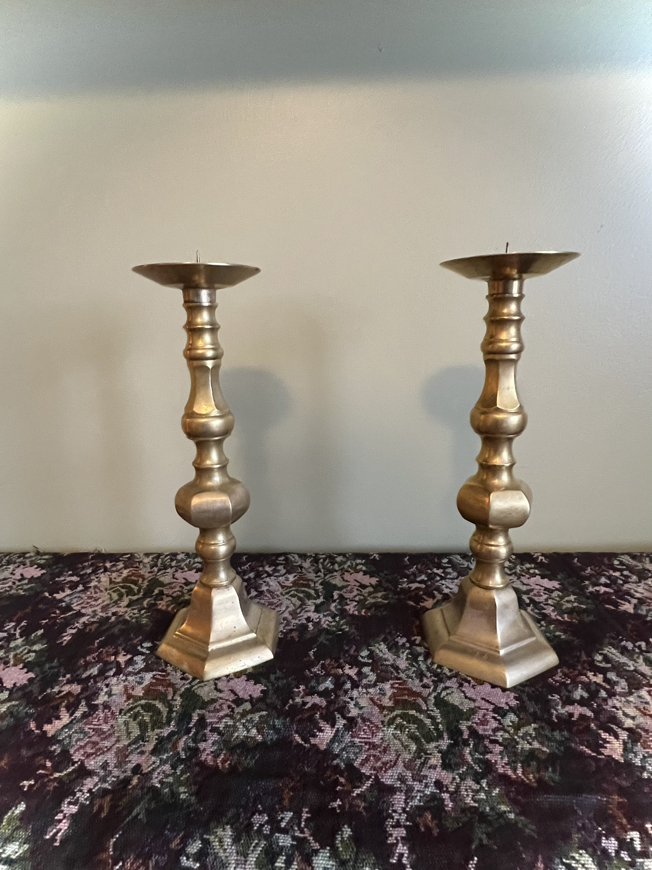 Vintage Large Brass Candle Holders - Etsy