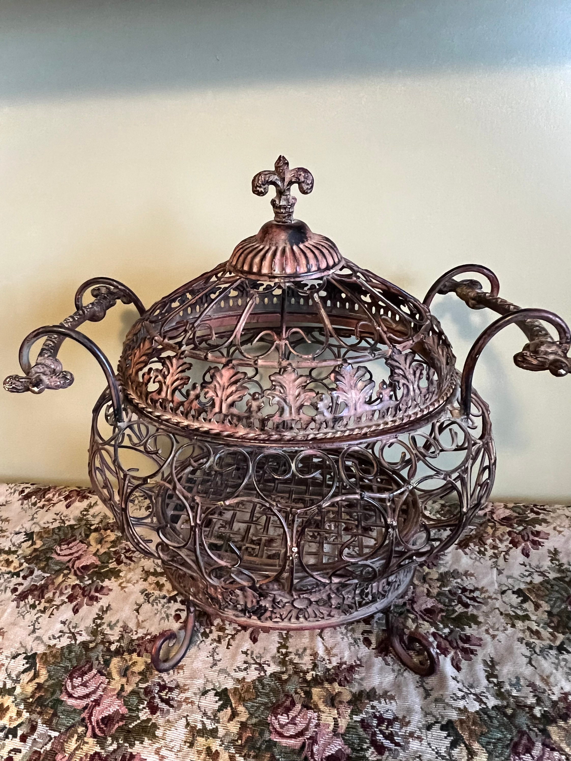 Vintage Wrought Iron Decorative Basket - Etsy
