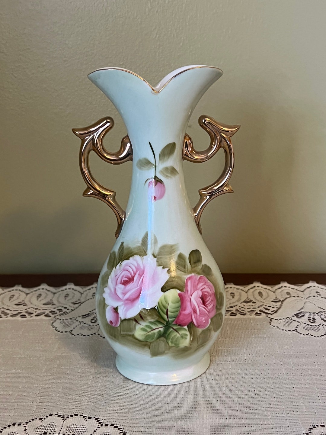 Vintage Porcelain Lefton Vase - Etsy