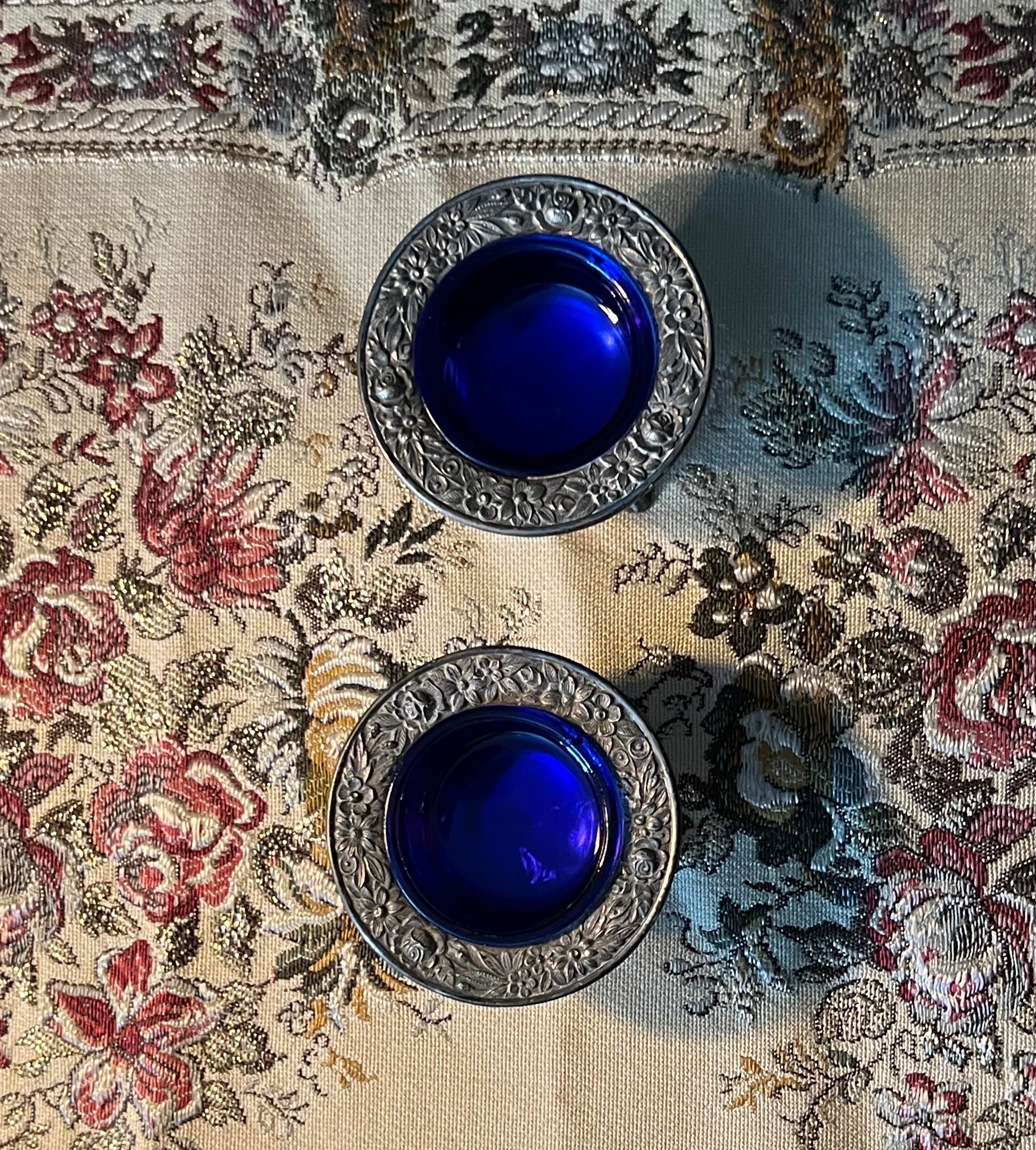 Vintage Silver Plated Cobalt Blue Salt Cellars - Etsy