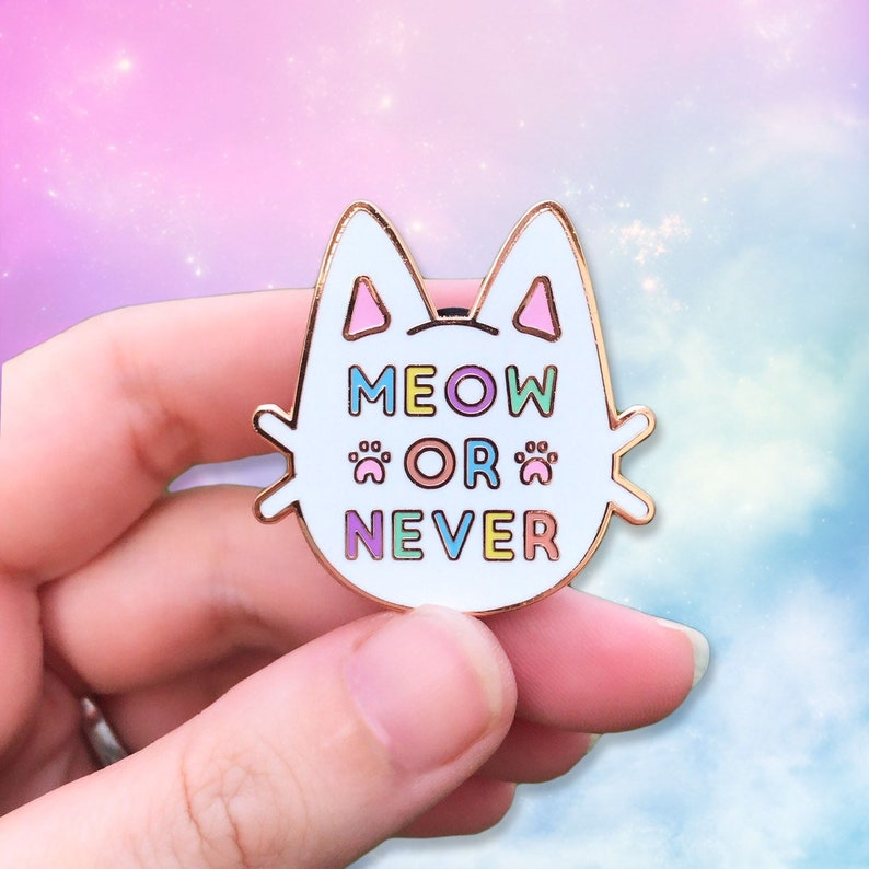 Meow or Never Super Kawaii Pastel Hard Enamel Pins - Etsy