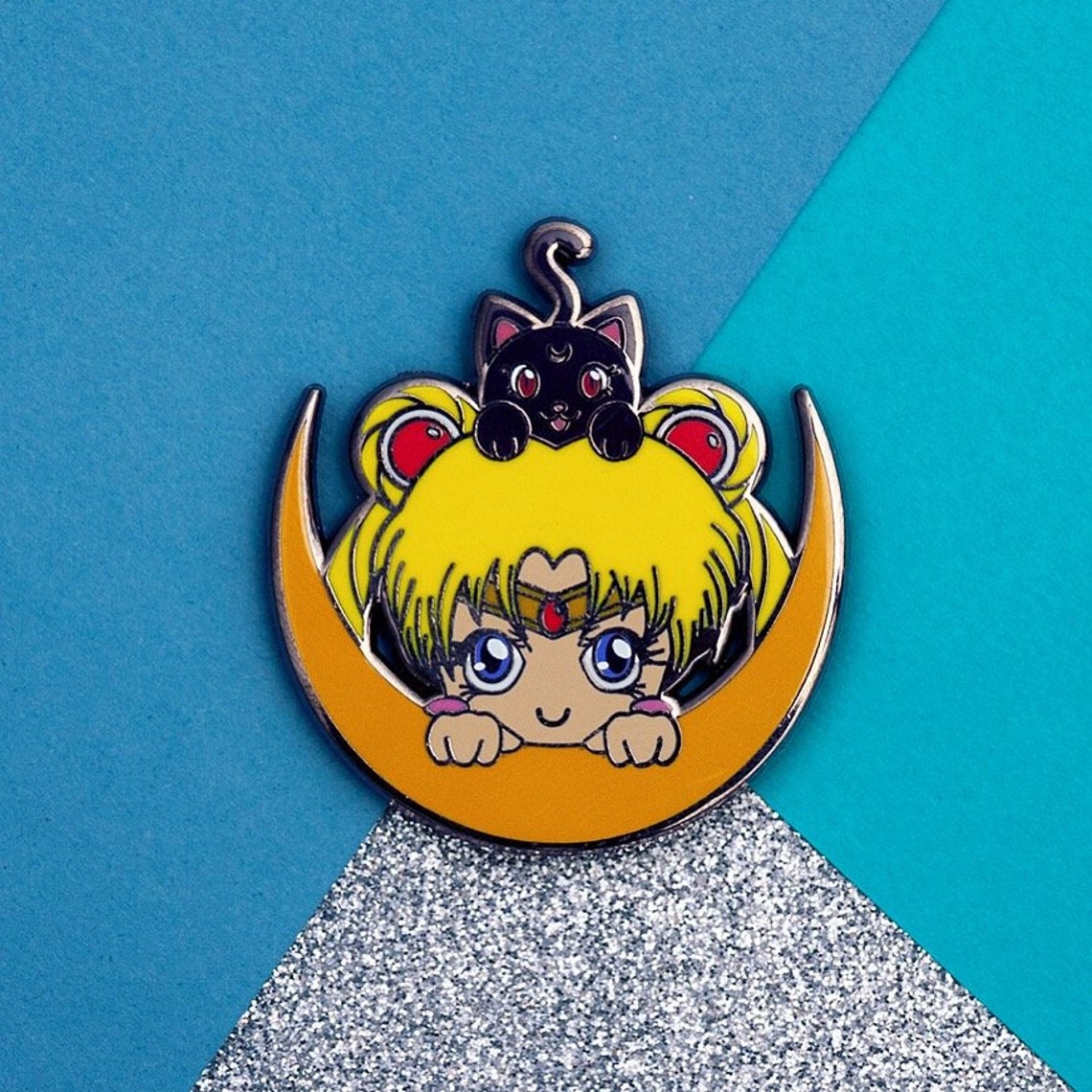 Sailor Moon Black Nickel Hard Enamel Pin Magical Girl Luna Etsy