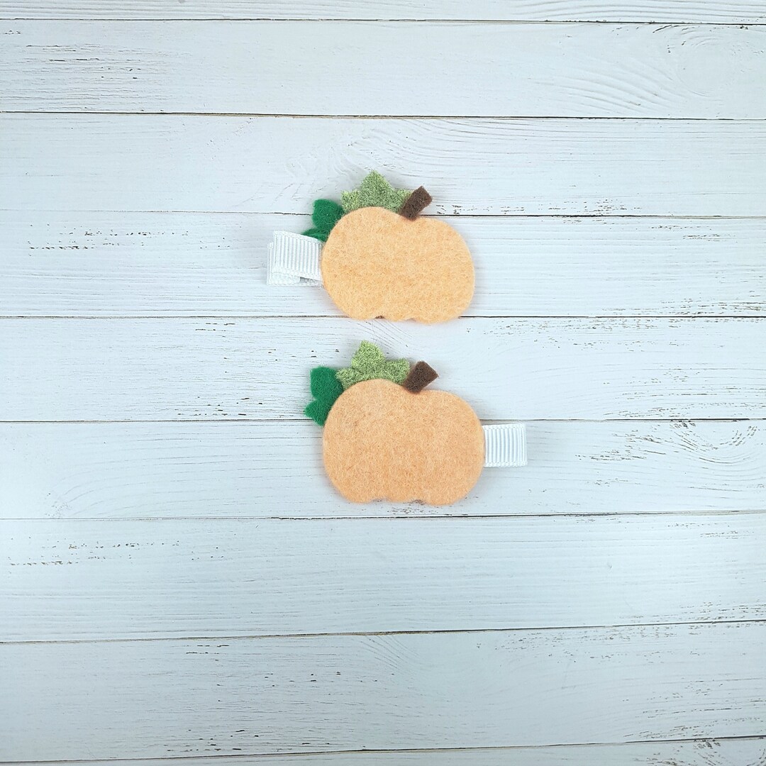 Mini Pumpkin Clips, Mini Pumpkin Hair Clip, Felt Pumpkin Clip, Felt ...