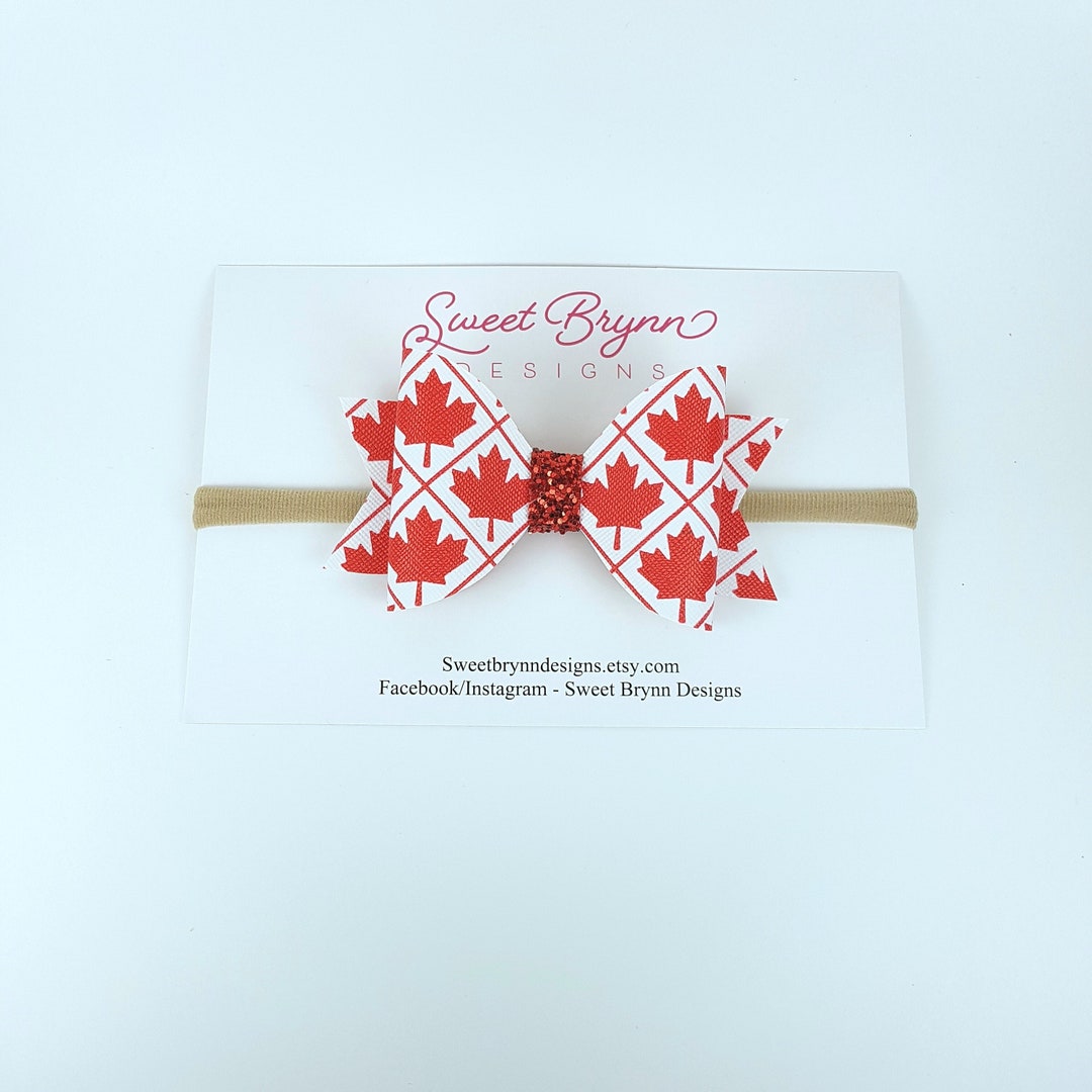 Canada Day Bow, Canada Day Hair Bow, Canada Day Bow Headband, Maple ...