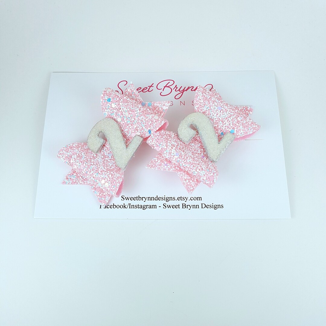 Birthday Glitter Number Bows, Birthday Bow Clips, Birthday Glitter Bows ...