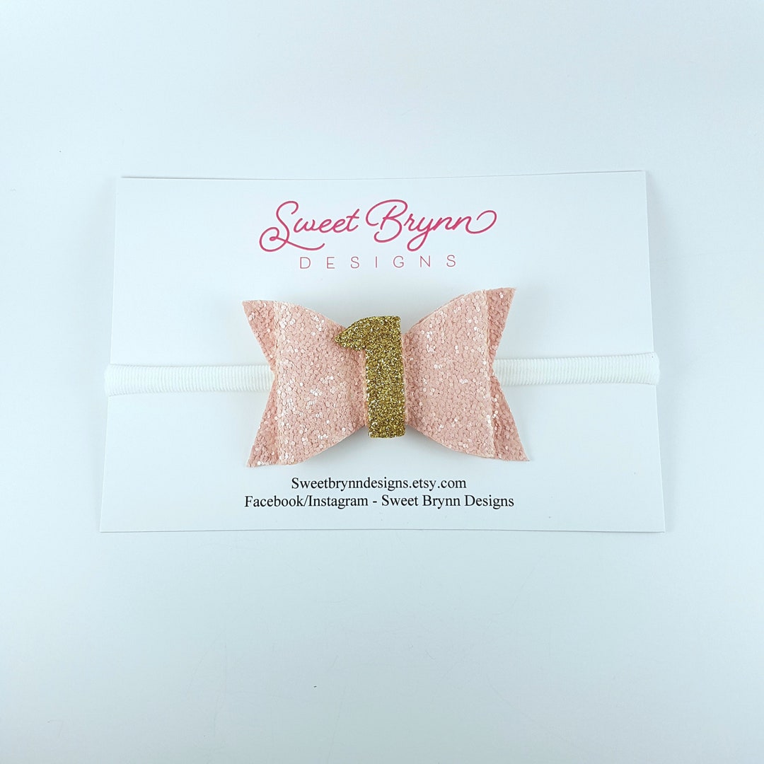 Cake Smash Bow, Girls Birthday Hair Bow, Birthday Glitter Bow, Mini ...