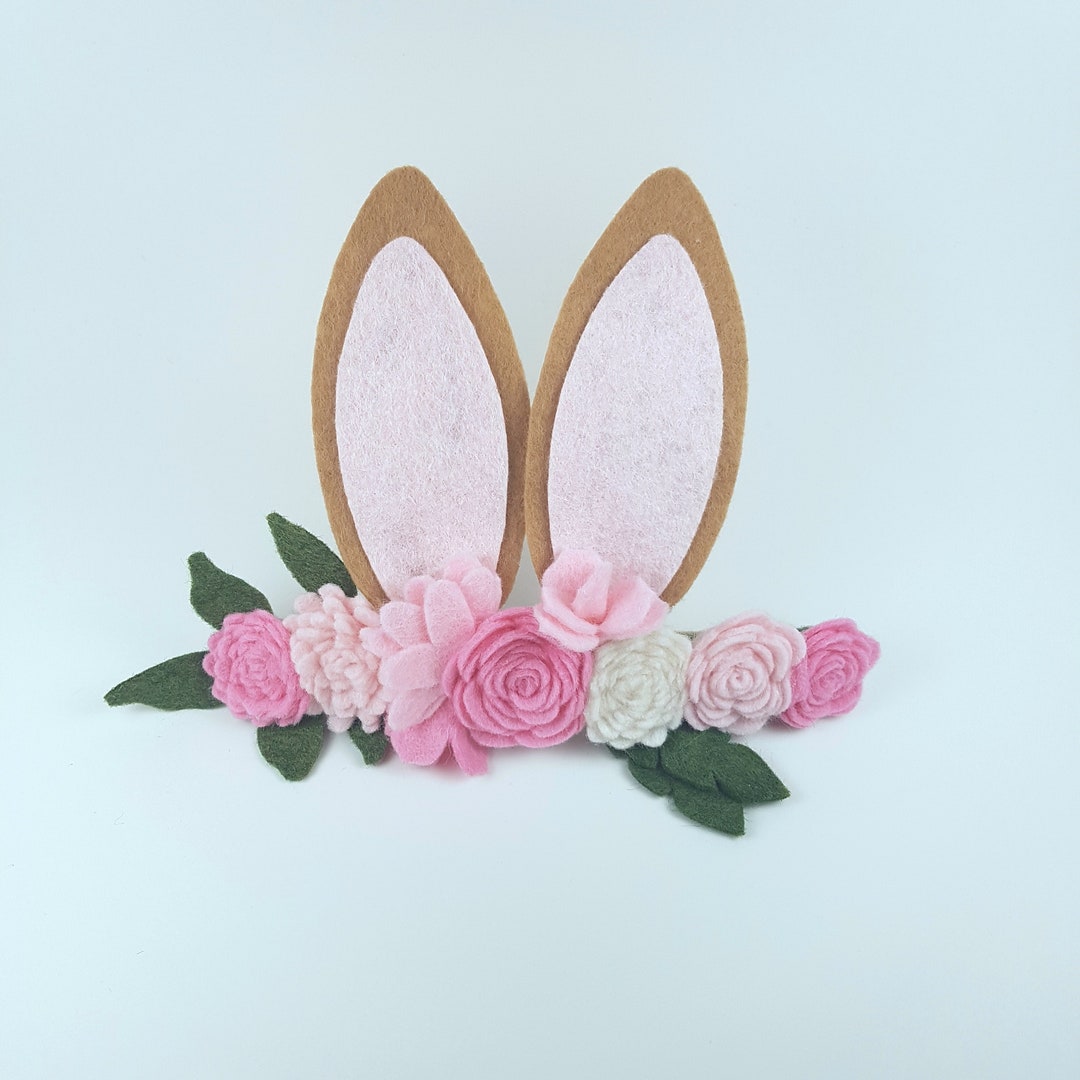 Easter Bunny Headband, Felt Bunny Ears Headband, Pink Bunny Headband ...