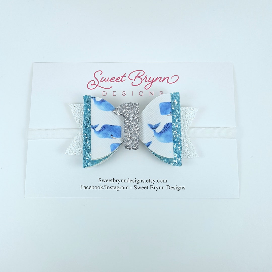 Whale Birthday Bow, First Birthday Bow, Ocean Theme Birthday, Whale ...