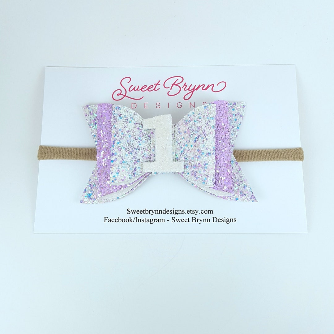 Lilac Birthday Bow, Lilac Birthday Hair Bow, First Birthday Bow, Cake ...
