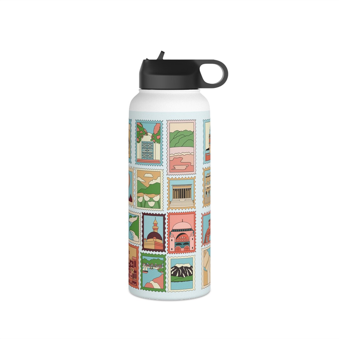 Stainless Steel Water Bottle, Stamp Design - Etsy