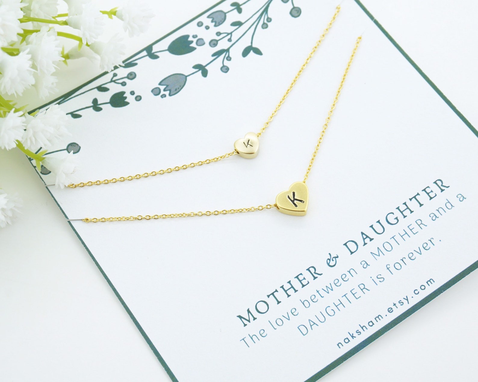 Mother Daughter Necklace, Personalized Heart Initial Necklace, Mommy ...