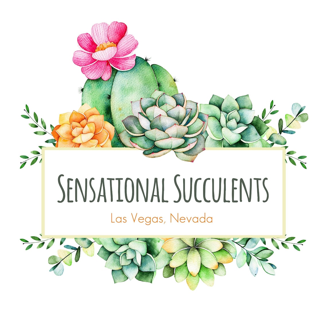 Succulent Floral Cactus Cacti Logo, DIY Logo, Brand, Template, Editable ...