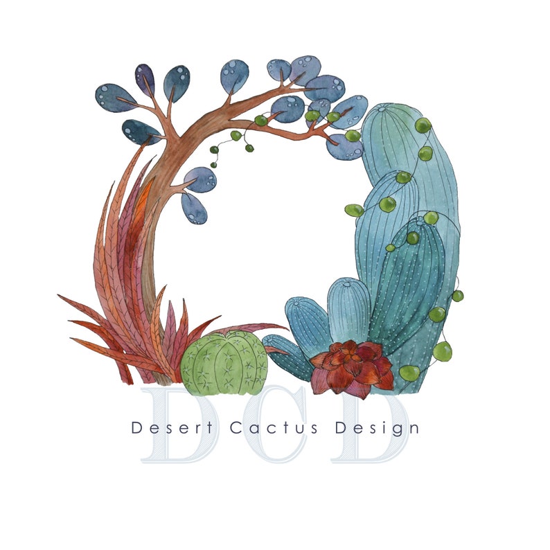 Desert Cactus Succulent Logo Design, Brand Premade Fashion Shopify Boho ...