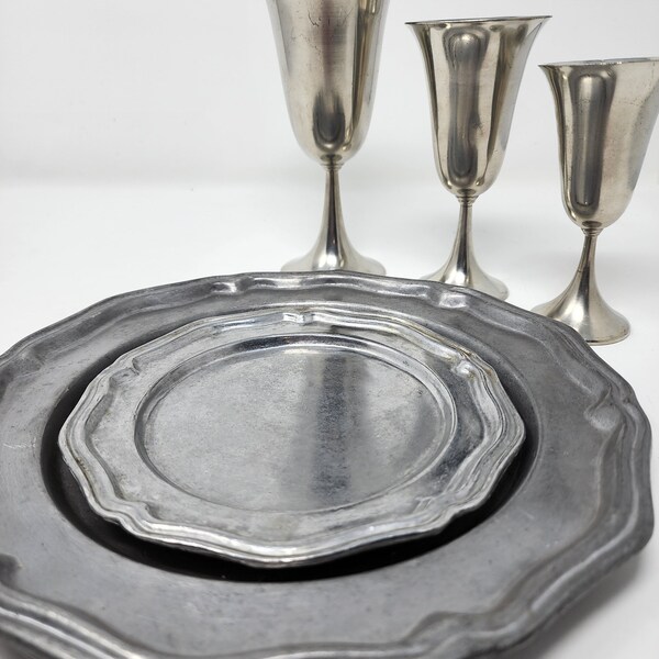 Vintage Pewter Plate - Etsy