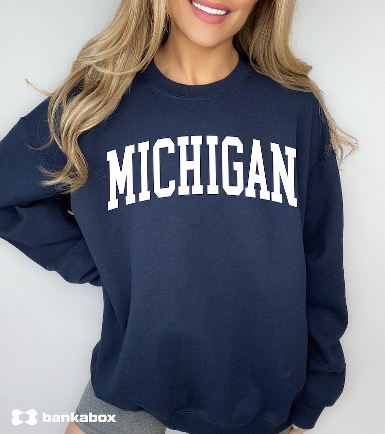 Michigan Sweatshirt, GO BLUE Sweatshirt, Trendy Crewneck, Game Day ...