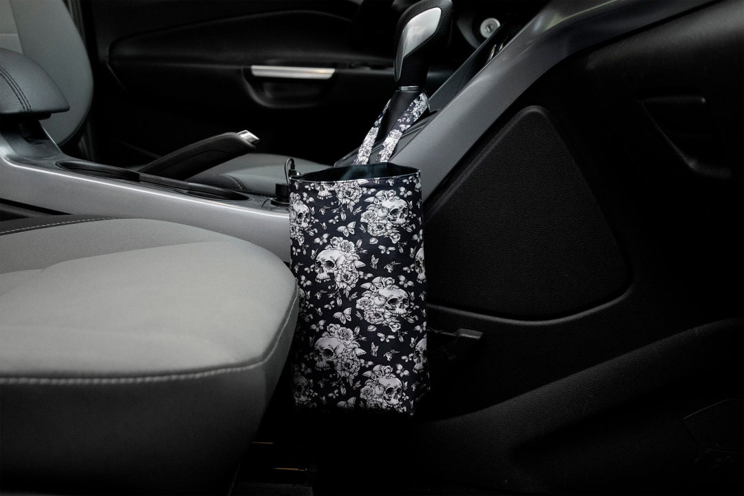 Car Trash Bag Skull Flowers Gothic Auto Garbage Bag - Etsy