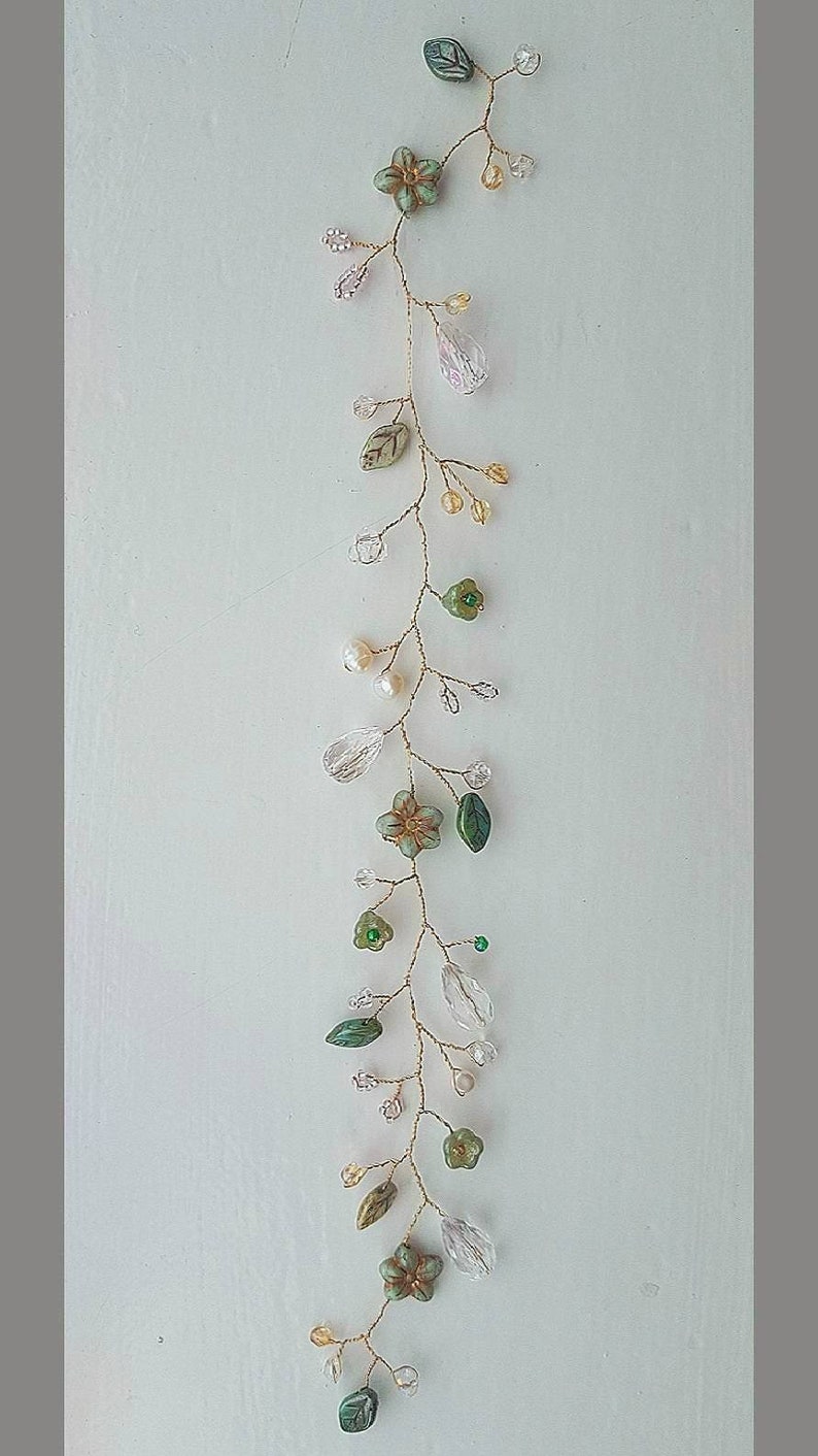 Stunning Rustic Gold and Green Leaf Boho Hair Vine - Etsy