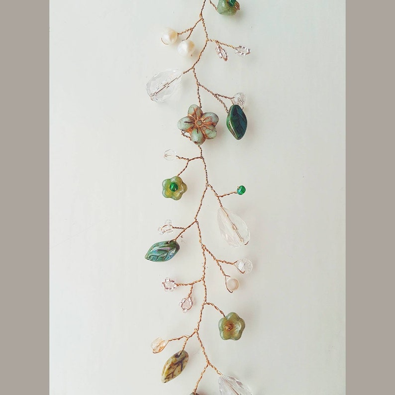 Stunning Rustic Gold and Green Leaf Boho Hair Vine - Etsy