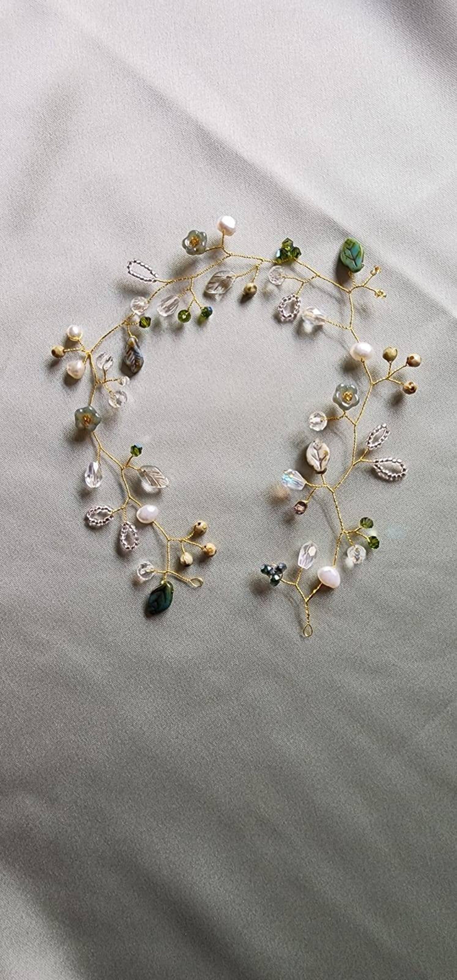 Stunning Rustic Gold and Green Leaf Boho Hair Vine - Etsy