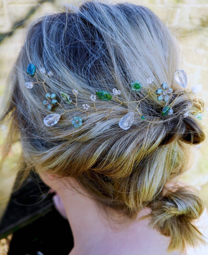 Stunning Rustic Gold and Green Leaf Boho Hair Vine - Etsy