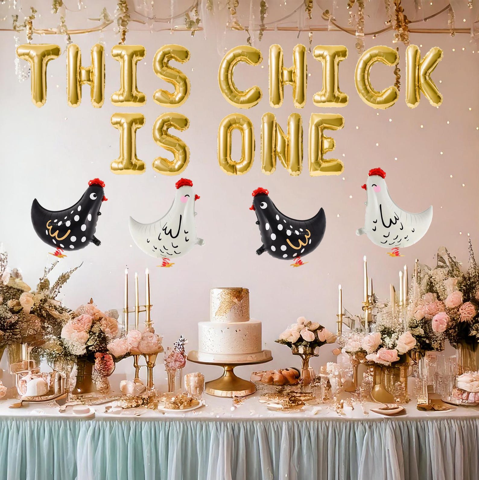 This Chick is One Balloon Banner, Spring Chicken Birthday Party, Chick ...