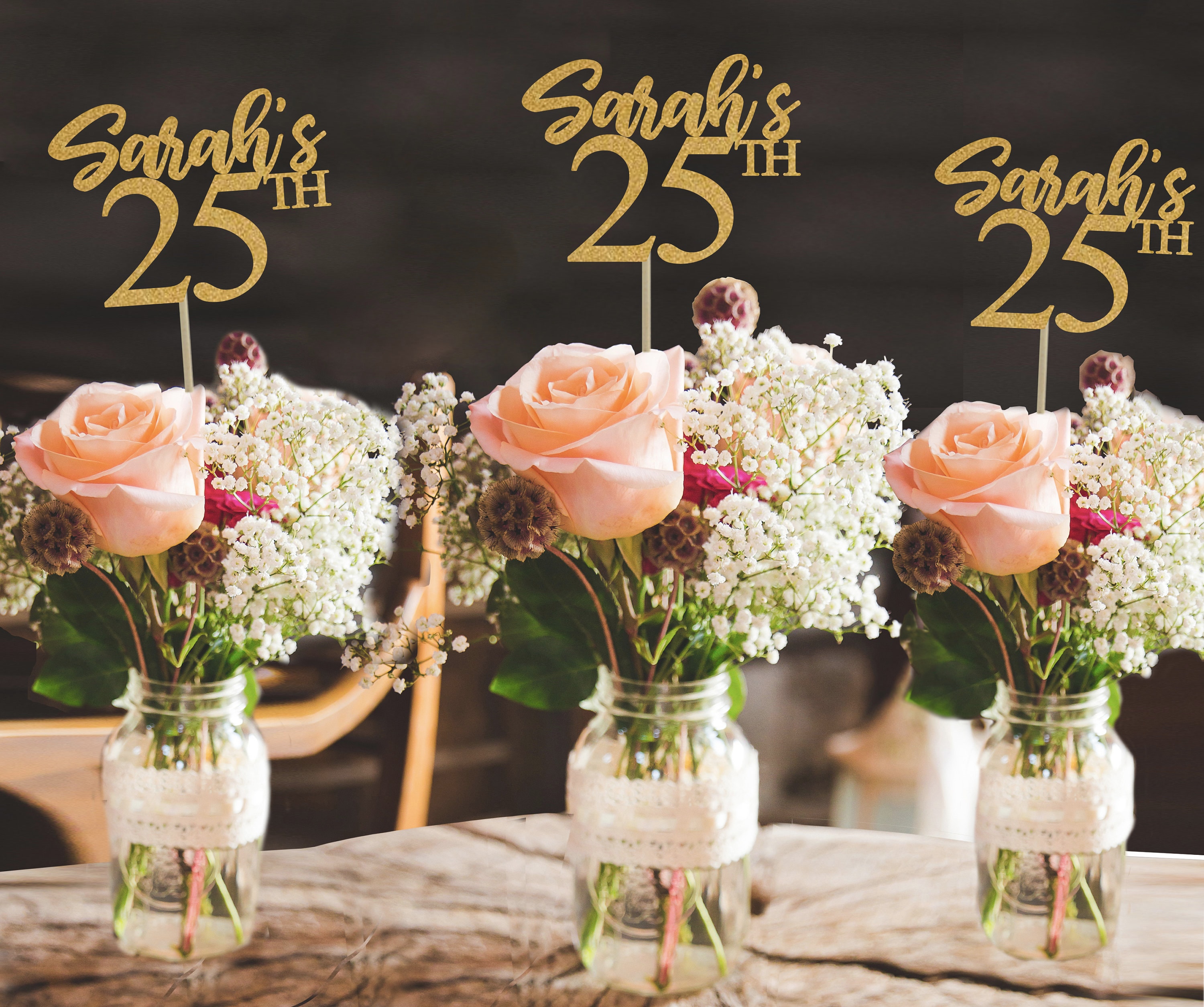 25th Birthday Centerpiece 25th Centerpiece 25th Birthday Party - Etsy