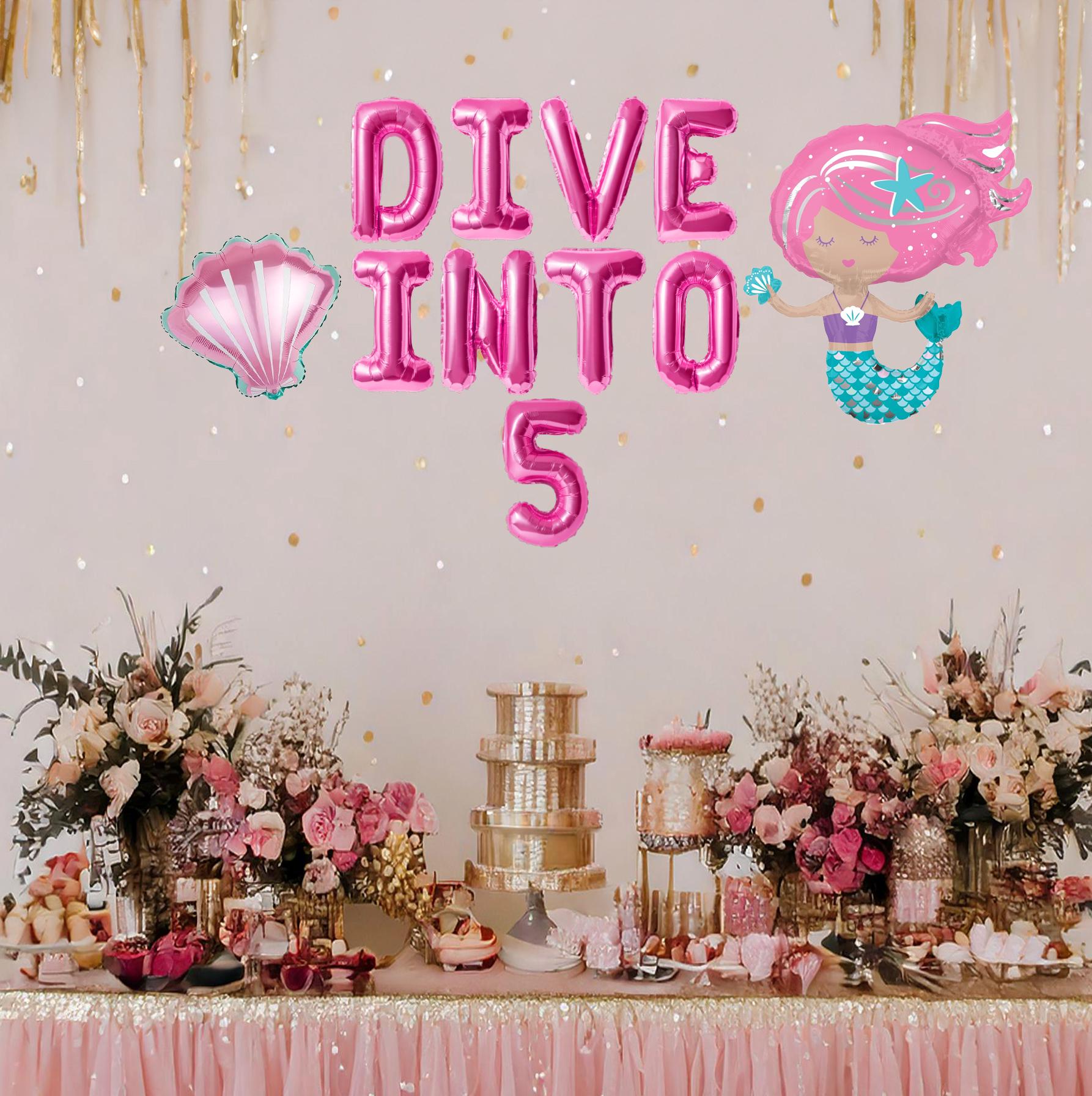 Mermaid Party Supplies Mermaid 5th Birthday Decorations - Dive Into ...