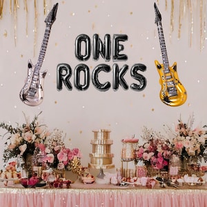 One Rocks Balloon Banner, Rock and Roll Themed First Birthday Party ...