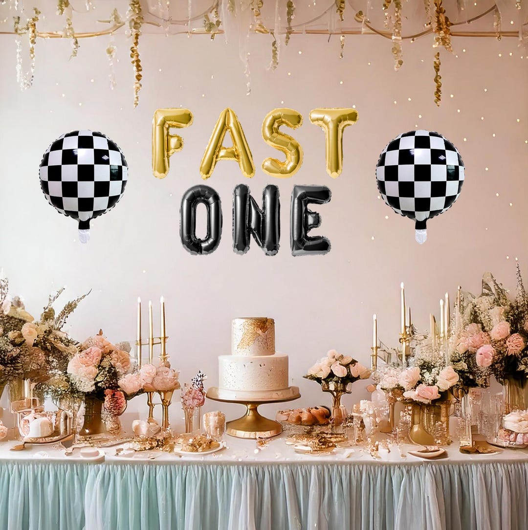 Fast One Birthday Party Balloon Banner Race Car Themed First Birthday ...