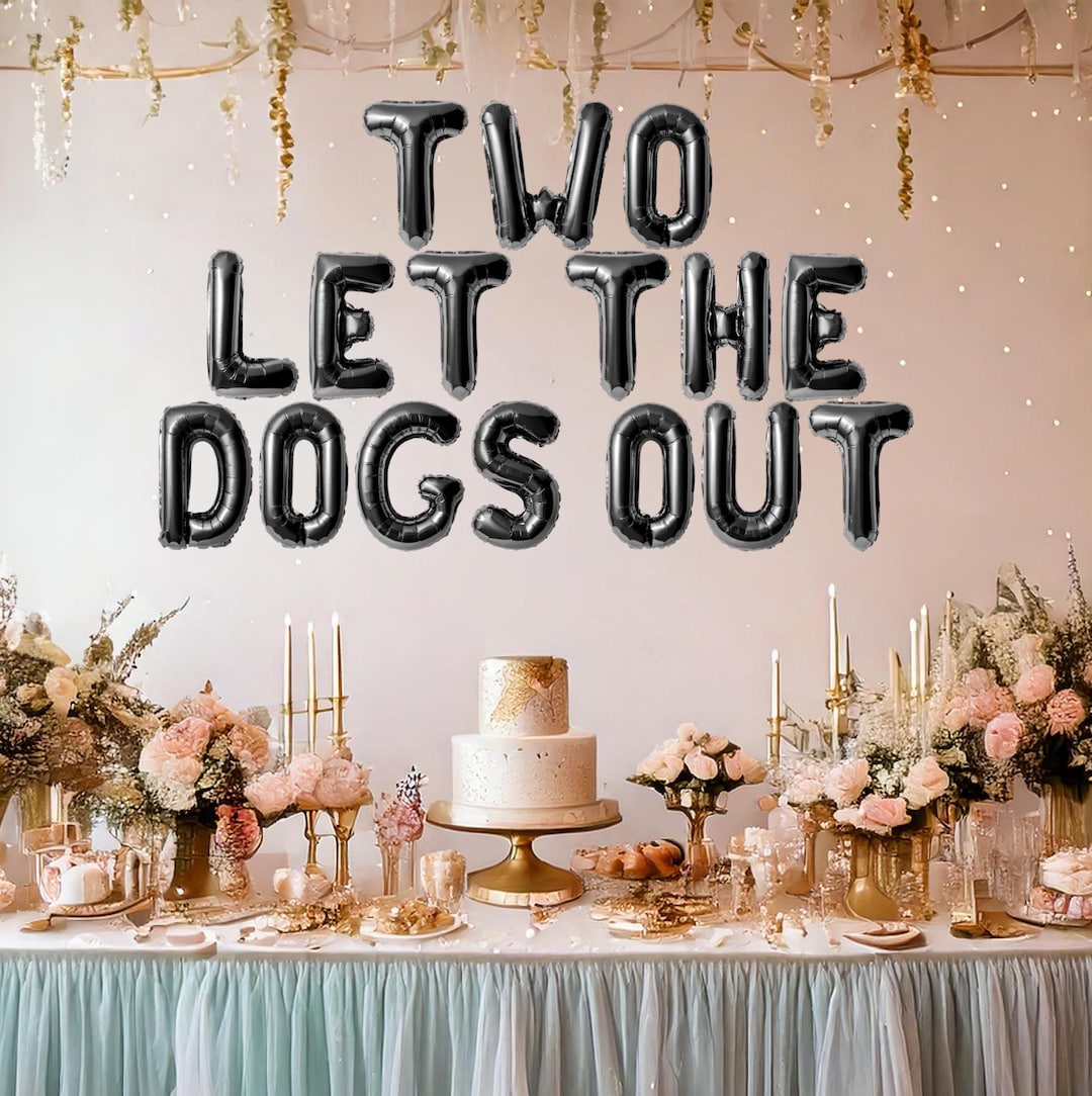 Two Let the Dogs Out Balloon Banner, Puppy Pawty Themed Second Birthday ...
