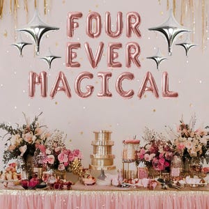 Four Ever Magical Balloon Banner, Fourth Birthday Party Balloons, 4th ...