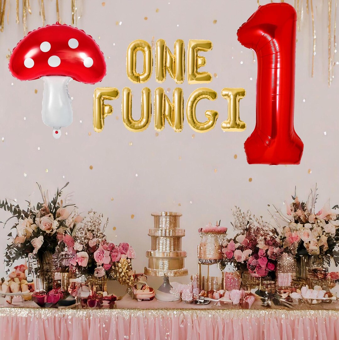 One Fungi Balloon Banner, Mushroom Themed First Birthday Party ...