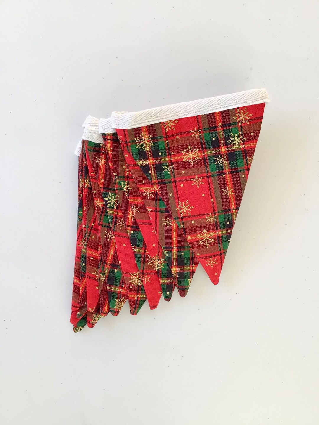 Long Beautiful Tartan and Gold Snowflakes Bunting Great for - Etsy